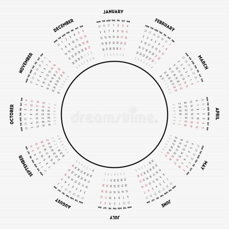 Round calendar design 2015 stock vector. Illustration of dark - 41689827