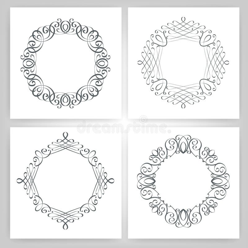 Round Calligraphic Frame, Monogram Stock Vector - Illustration of ...