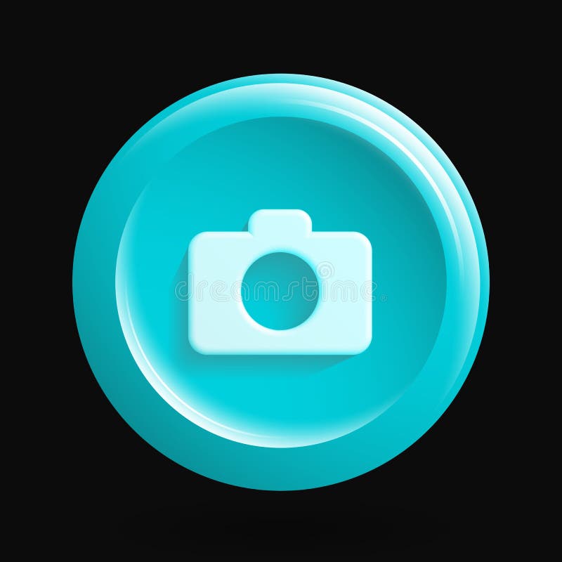 Round Camera Icon. Isolated 3D App Button Stock Vector - Illustration ...