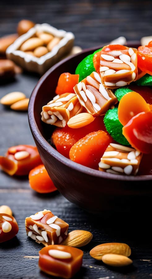 Round Candies Mixed with Nuts at Ramadan, Generative AI Stock ...