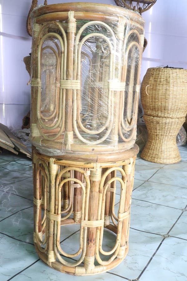 Round Cane Stool Stock on Shop Stock Image - Image of hotel, nature ...