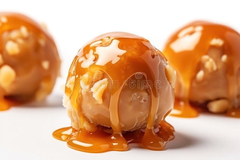 Round Caramel Candies on White Background Stock Photo - Image of yummy ...
