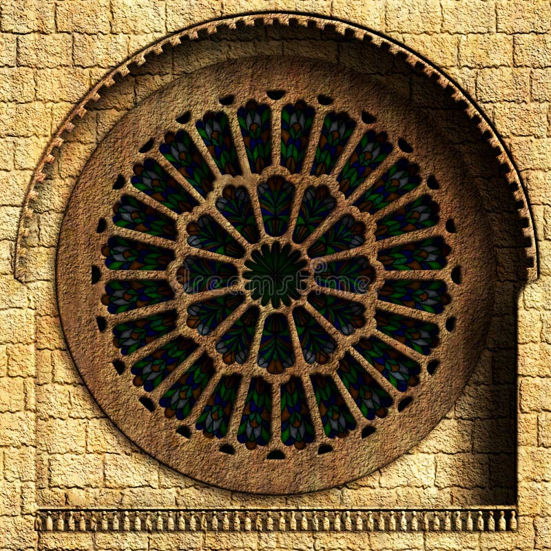 Round Cathedral Stained Window Stock Illustration - Illustration of ...