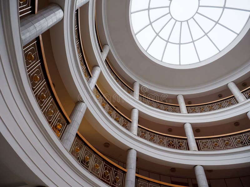 Round Ceiling Dome of a Building with Balconies Stock Image - Image of ...