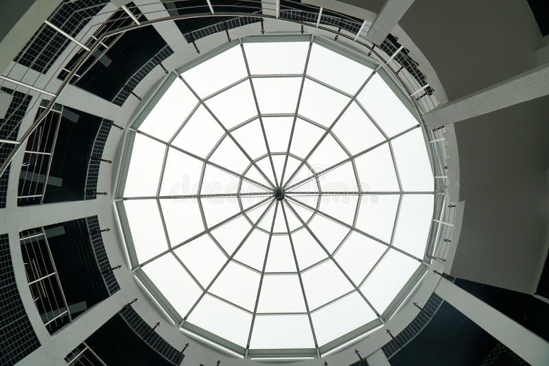 Round Ceiling Made of Glass. Business Center Stock Image - Image of ...