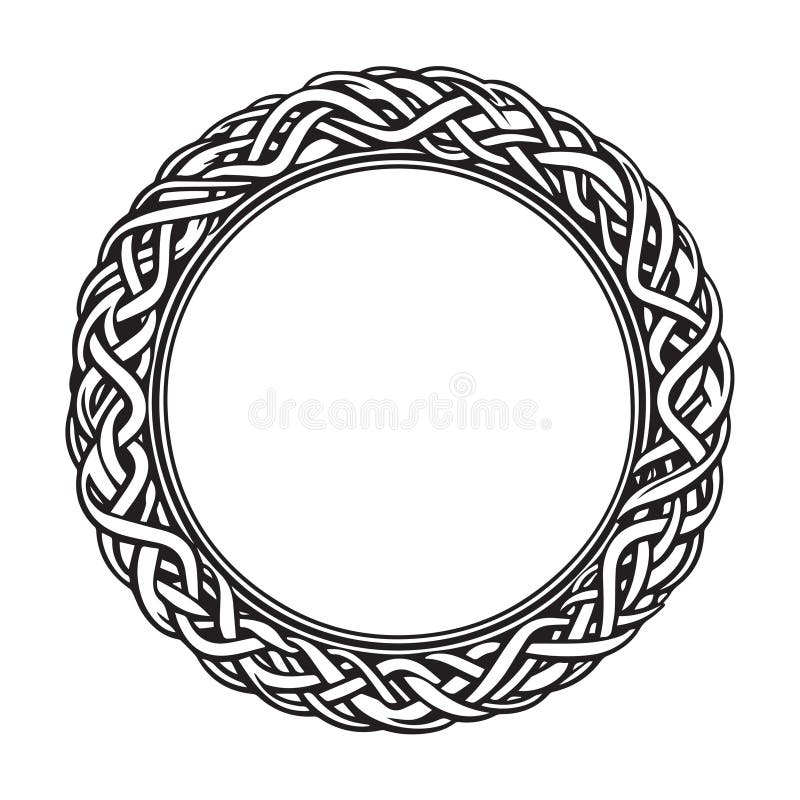 Round Celtic Frame. Black Pattern, Isolated Vector on White Background ...