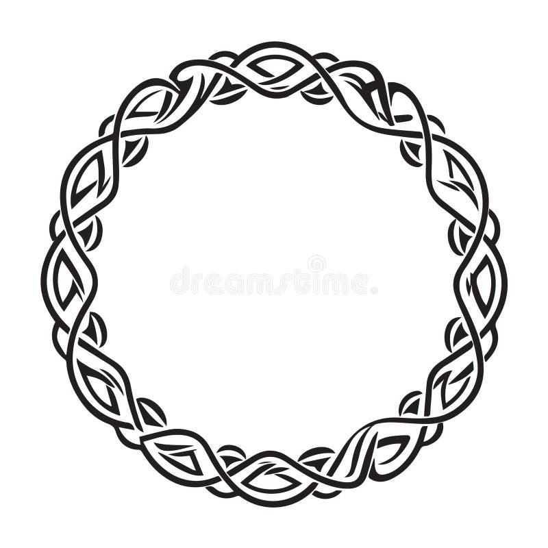 Round Celtic Frame. Black Pattern, Isolated Vector on White Background ...