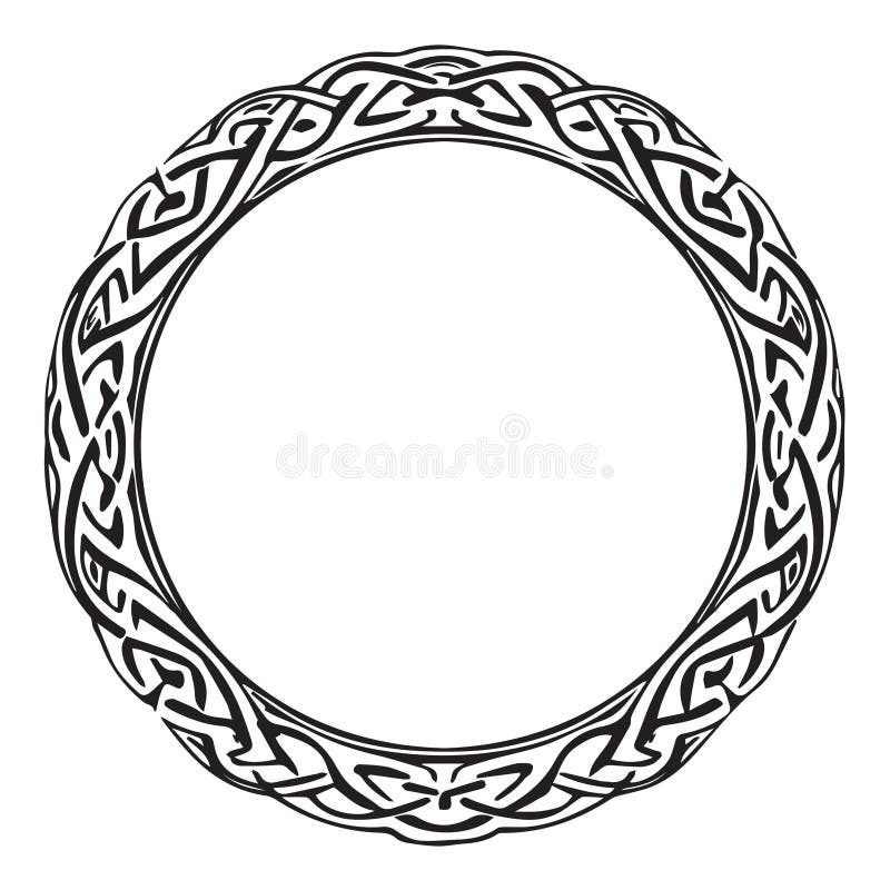 Round Celtic Frame. Black Pattern, Isolated Vector on White Background ...