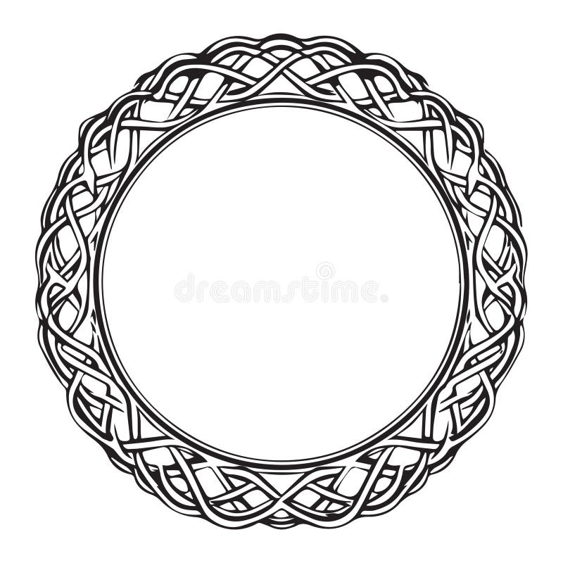 Round Celtic Frame. Black Pattern, Isolated Vector on White Background ...