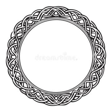 Round Celtic Frame. Black Pattern, Isolated Vector on White Background ...
