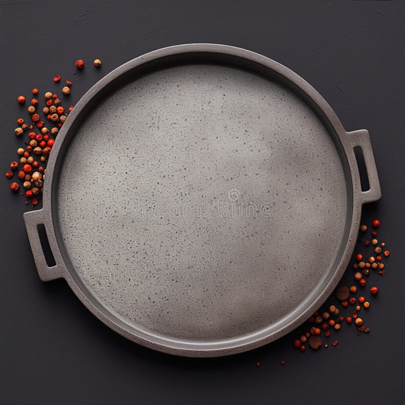 Round Ceramic Plate on Dark Concrete Backdrop, Elegant Simplicity Stock ...