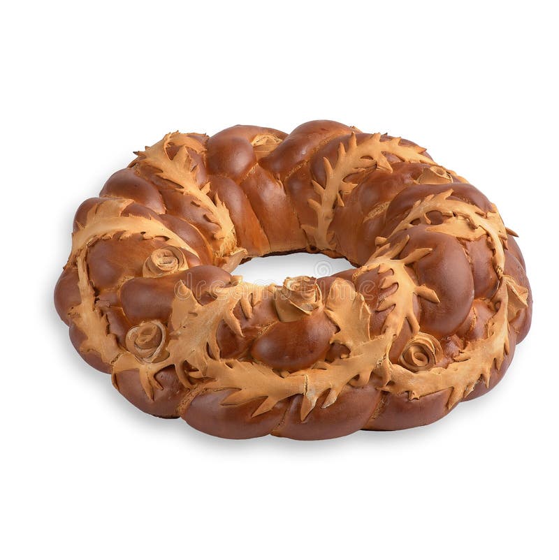 Round Challah, Braided White Bread in the Form of a Ring, Isolated on ...