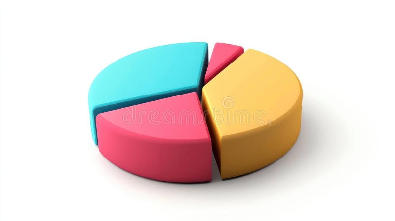 A Round Chart 3D Icon in Cartoon Style, Floating on a White Background ...