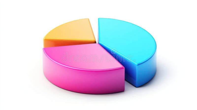 A Round Chart 3D Icon in Cartoon Style, Floating on a White Background ...