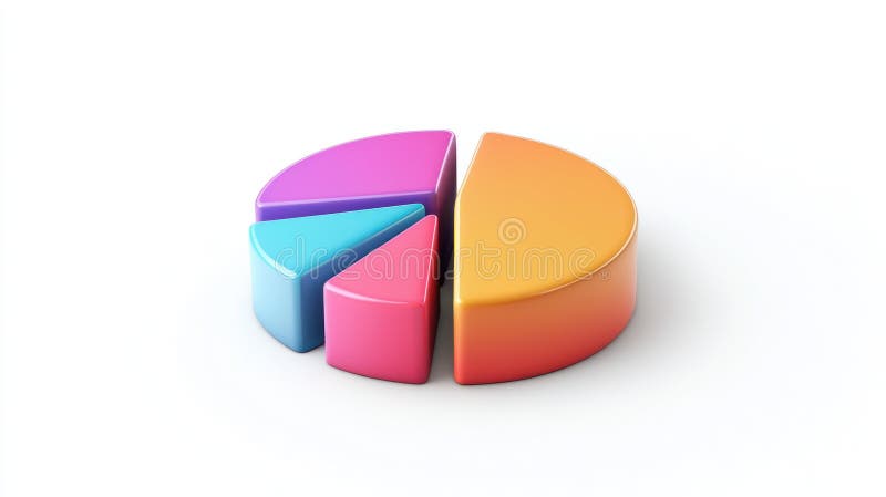 A Round Chart 3D Icon in Cartoon Style, Floating on a White Background ...