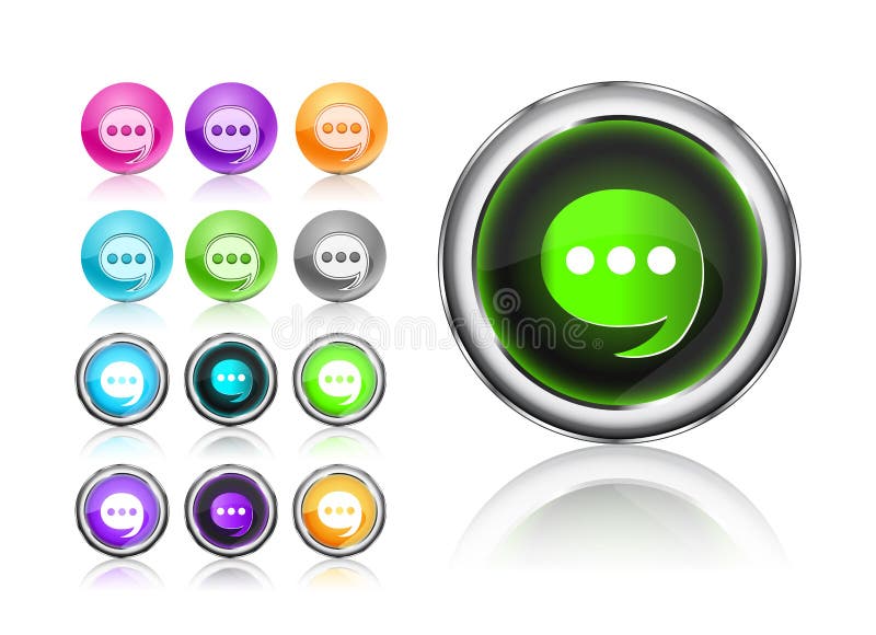 Round Chat Icon Set stock vector. Illustration of background - 19006686