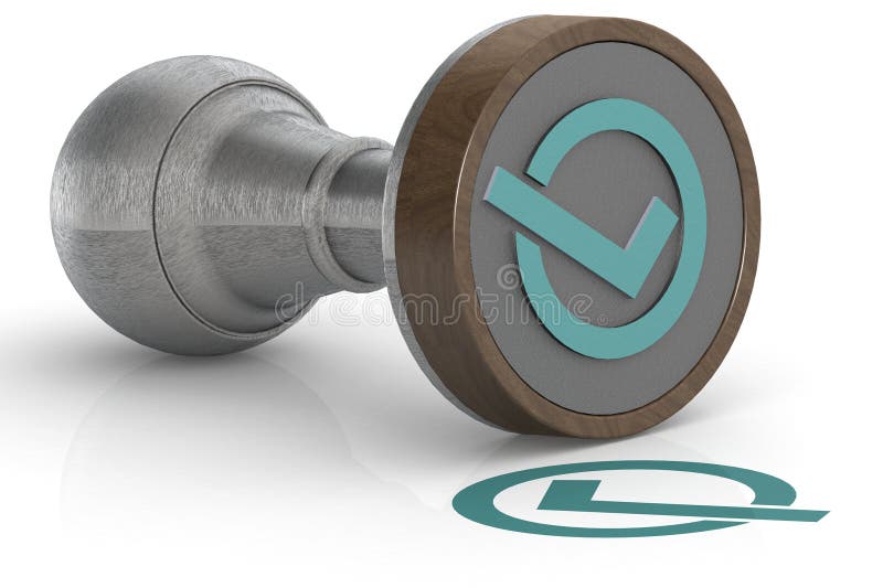 Round Check Mark with Round Stamp Stock Illustration - Illustration of ...