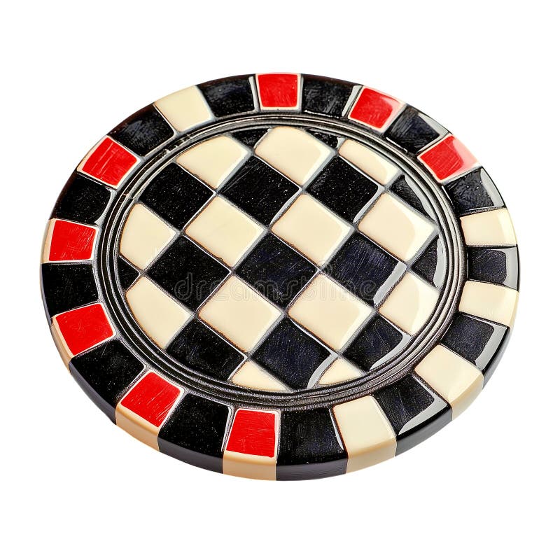 Round Checkerboard Pattern Plate with Red Accent Design Isolated on ...