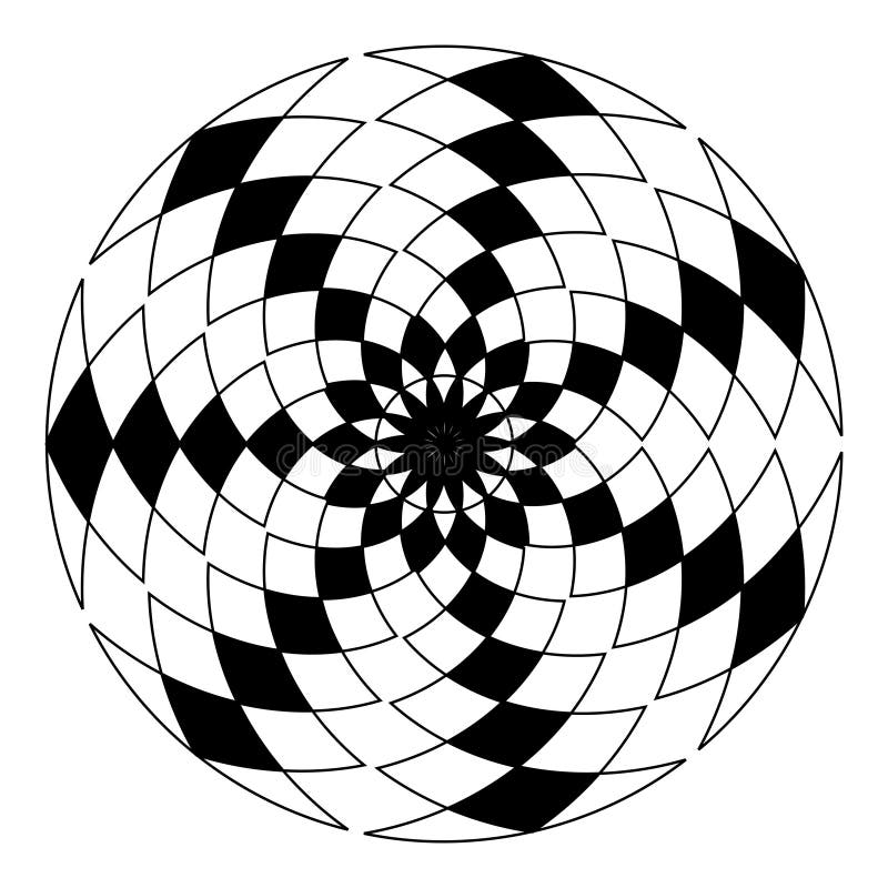 Round Checkered Decorative Element. Geometric Design Element Stock ...