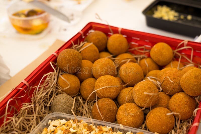 Round Cheese with Hot Spices in a Red Container Stock Photo - Image of ...