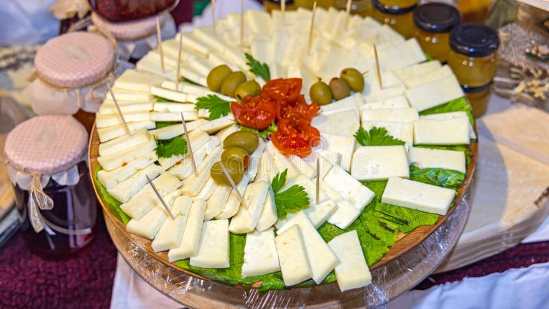 Round Cheese Platter stock image. Image of meal, balkans - 266340307