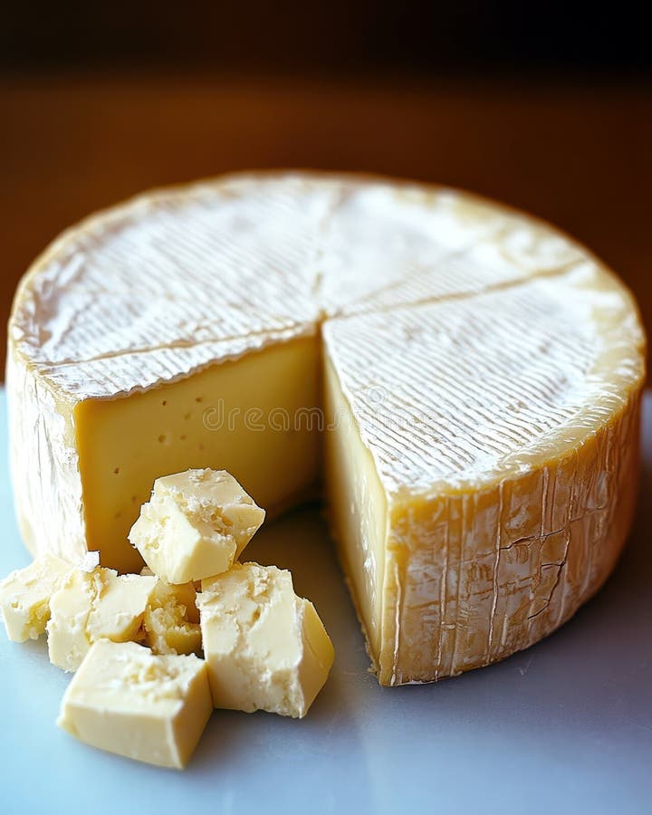 Round Cheese Wheel with a Slice Removed Showcases Simple Elegance on a ...