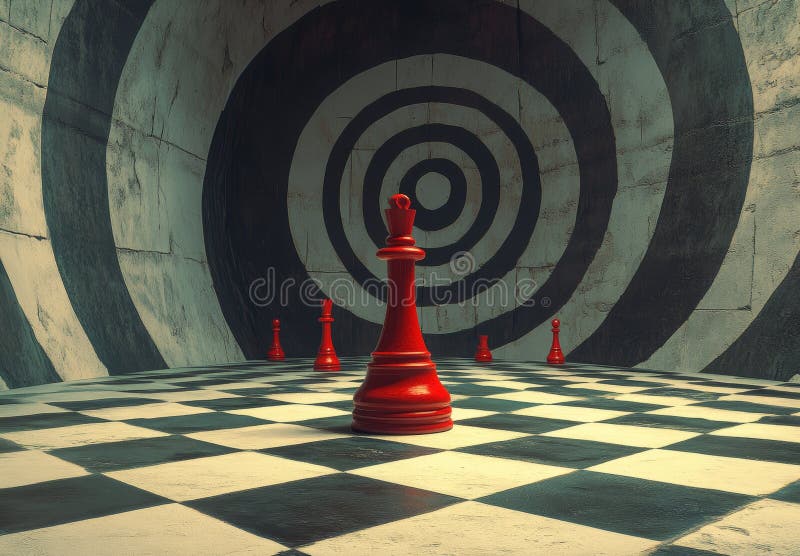 The Round Chessboard Features a Red King, Pitted Against White Chess ...