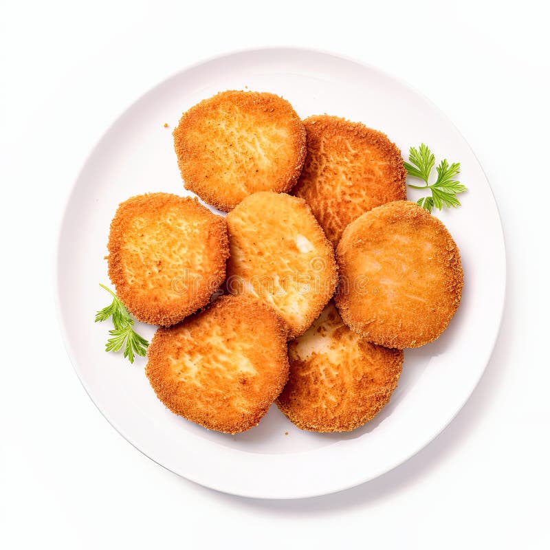 Round Chicken Cutlets Top View Isolated on White Background Stock Image ...
