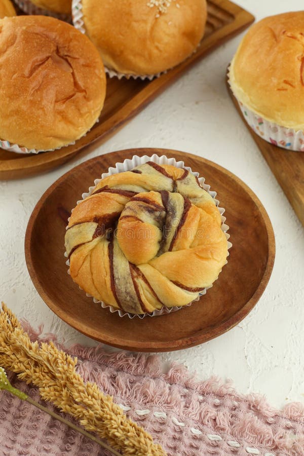 Chocolate Bread, Chocolate Bun with Chocolate Suace Stock Photo - Image ...
