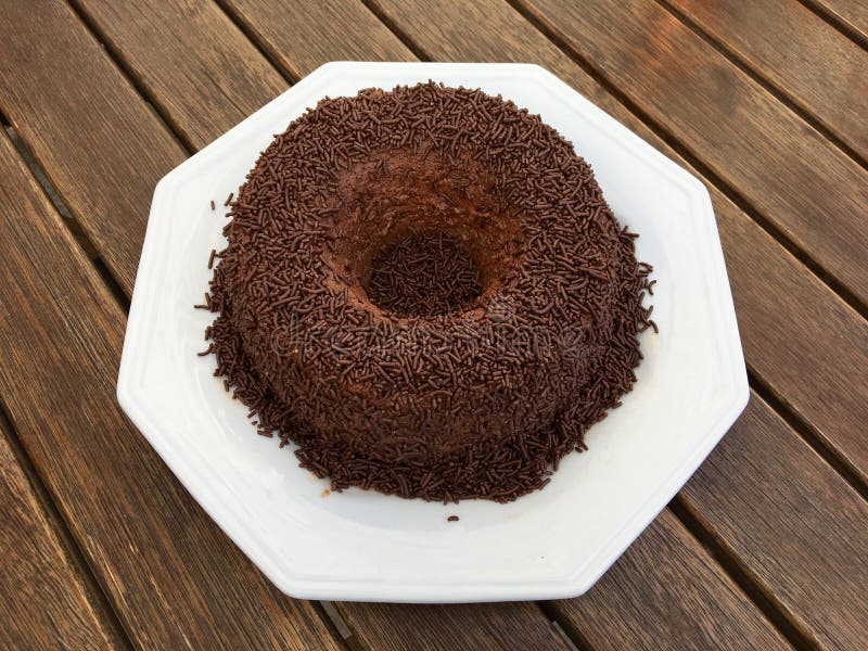 Round chocolate cake stock image. Image of bake, wooden - 193555609