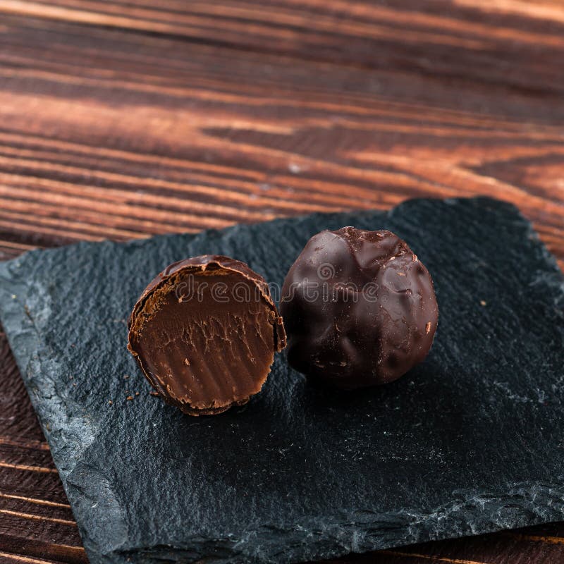 Round Chocolate Candy Dessert Close Up Stock Photo - Image of gourmet ...