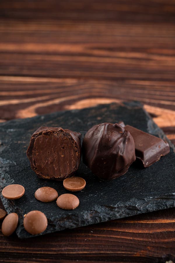 Round Chocolate Candy Dessert Close Up Stock Photo - Image of sweet ...