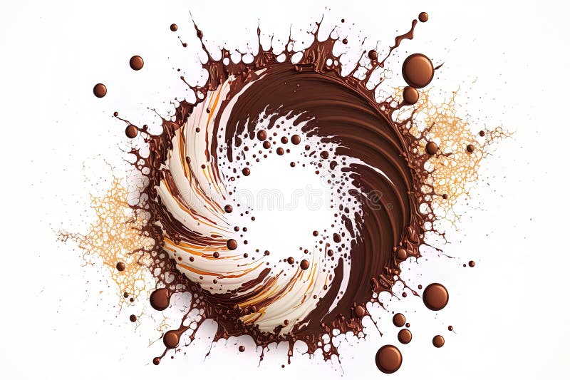 Round Chocolate Splashes in a Circle, Isolated on a White Background ...