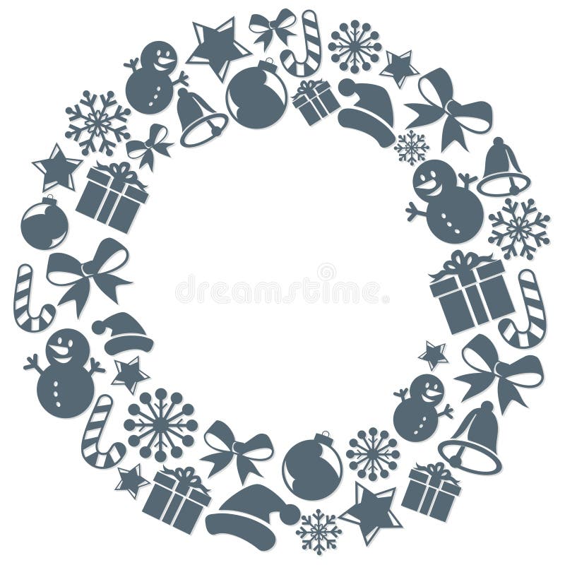Round Christmas frame. stock vector. Illustration of decor - 125002646