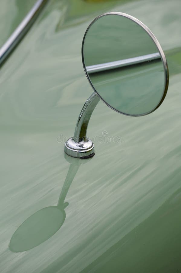 Round Wing Mirror and Vent Window on a Classic Car Stock Image - Image ...