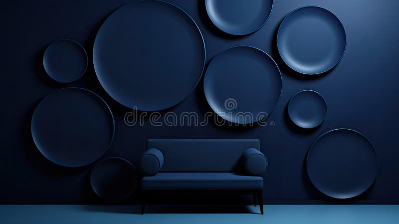 Round Circle Background Navy Blue Stock Illustration - Illustration of ...