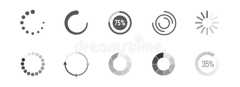 Round Circle Buffer Loader Icon Set. Flat Vector Illustration Stock ...