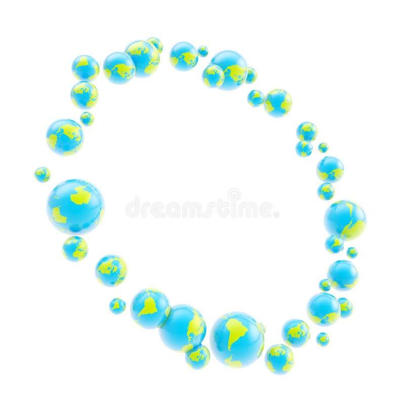 Round Circle Frame Made of Earth Spheres Stock Illustration ...