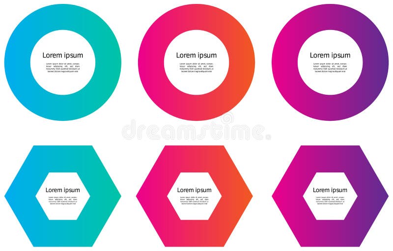 Round Circle Hexagon Infographic Element Set. Stock Vector ...