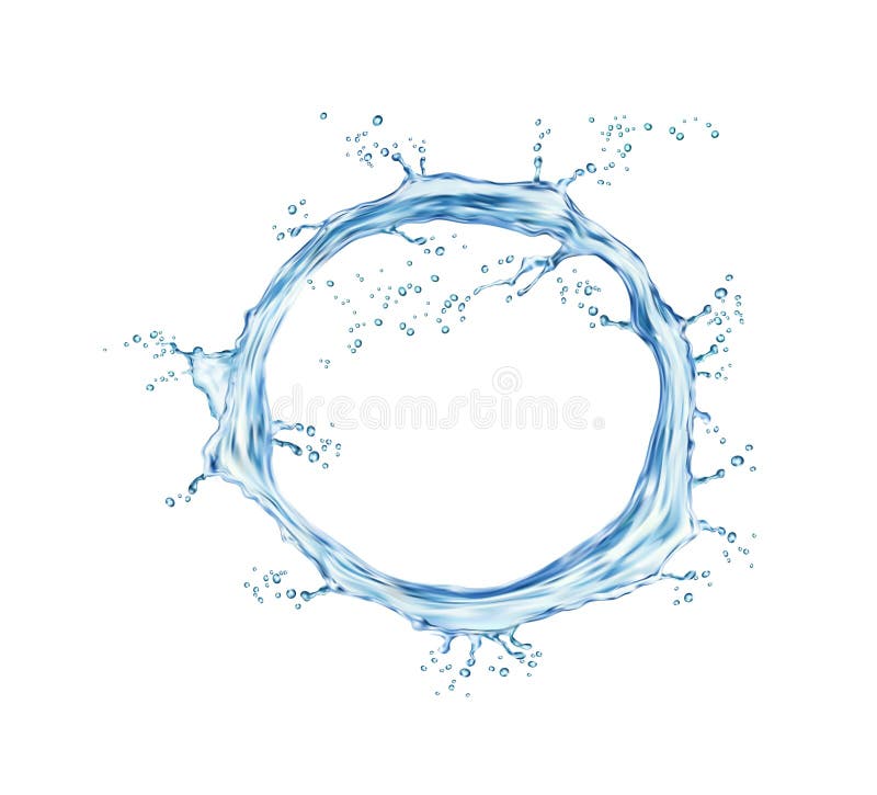 Round Circle Liquid Water Splash Frame with Drops Stock Illustration ...