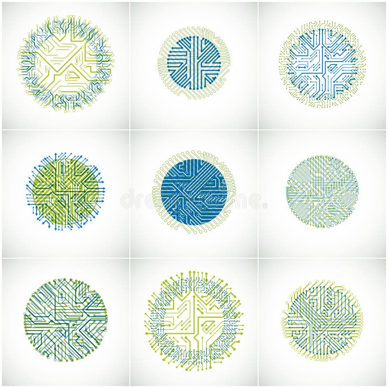 Round Circuit Boards with Electronic Components of Technology De Stock ...