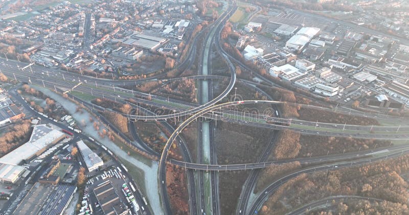 Round Circular Intersection Highway. Multi Lane Traffic Interchange ...