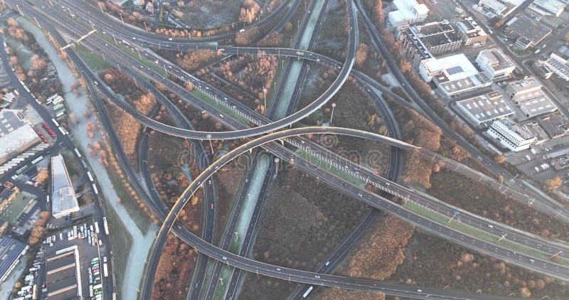 Round Circular Intersection Highway. Multi Lane Traffic Interchange ...