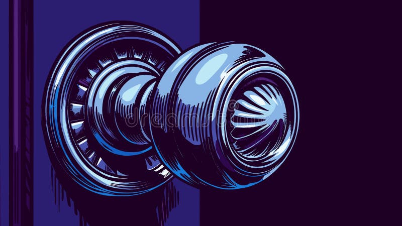 A Round and Classic Door Handle in Blue. Stock Illustration ...