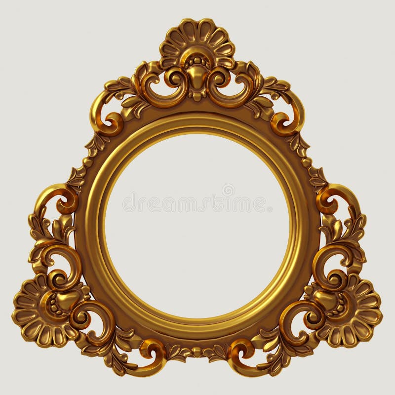 Round Classical Carved Oval Gold Frames Stock Illustration ...