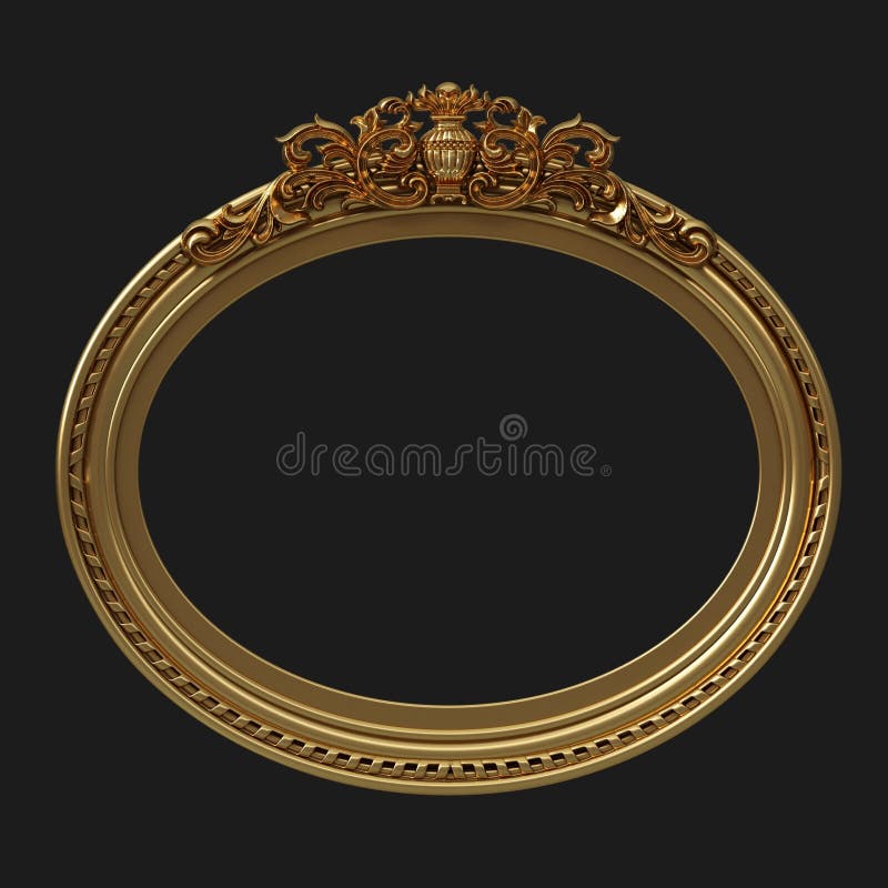 Round Classical Carved Oval Gold Frames Stock Illustration ...