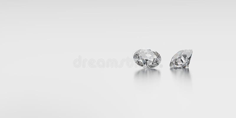 Round Clear Diamond Isolated on White Background with Copy Space, 3d ...
