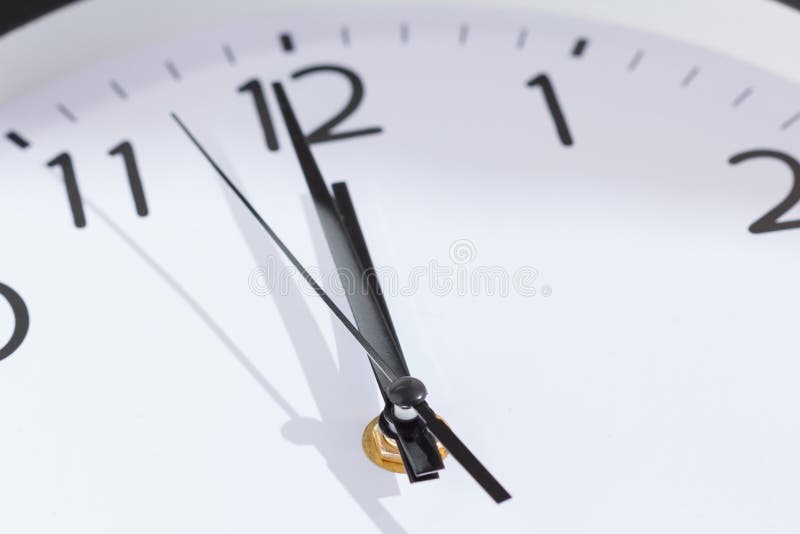 Round Midnight on Clock Face Stock Photo - Image of hour, ticking ...