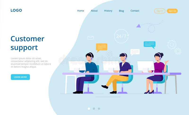 Round-the-Clock Customer Support Service Concept. People Working at the ...