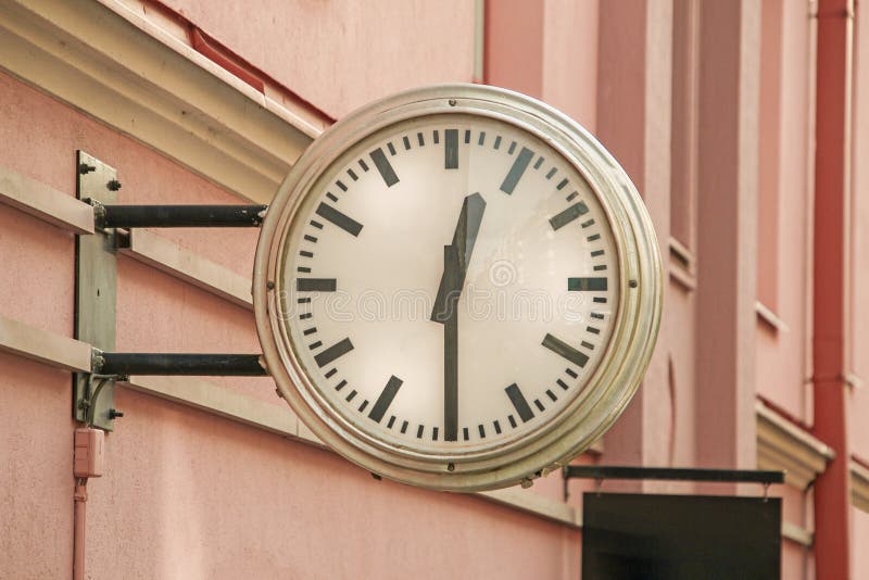 Clock on the Facade of the Building Stock Image - Image of circle ...